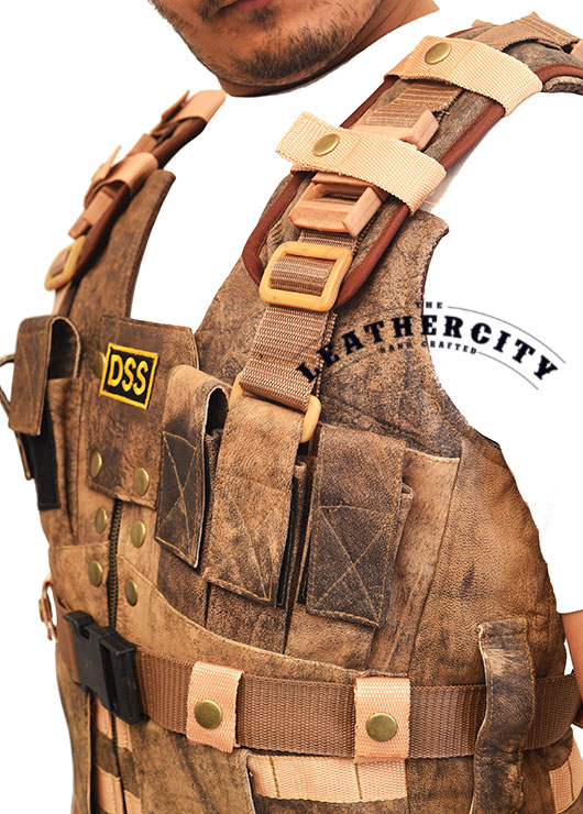 Furious 7 Agent Luke Hobbs (Dwayne Johnson) DSS Tactical Leather Vest