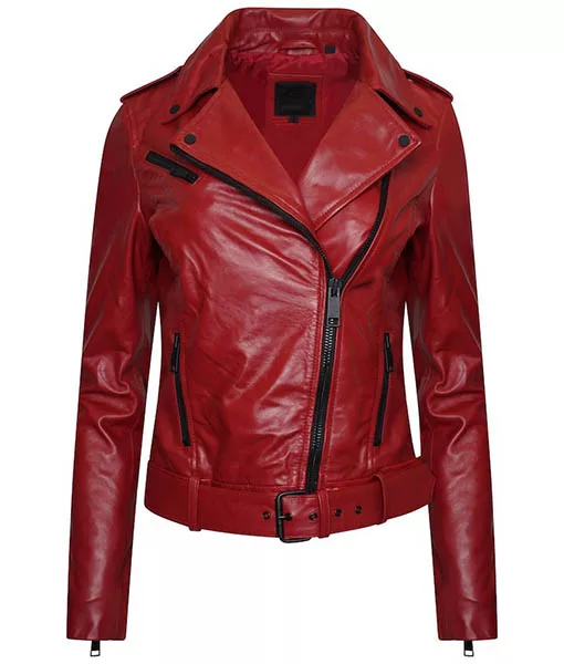 Resident Evil Infinite Darkness Claire Redfield Red Leather Jacket | TLC