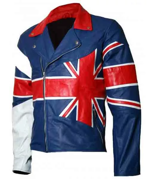 UK Unioun England Flag Biker Leather Jacket | TLC