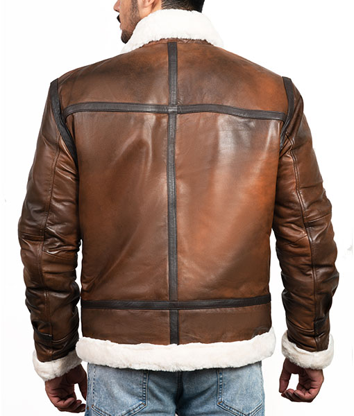 Men's Rusty Brown R.A.F B3 Bomber Jacket - Shearling Aviator Jacket