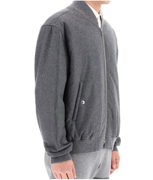 Mens Grey Wool Letterman Jacket | TLC