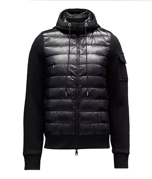 Women Black Quilted Front Zipper Hooded Jacket | TLC