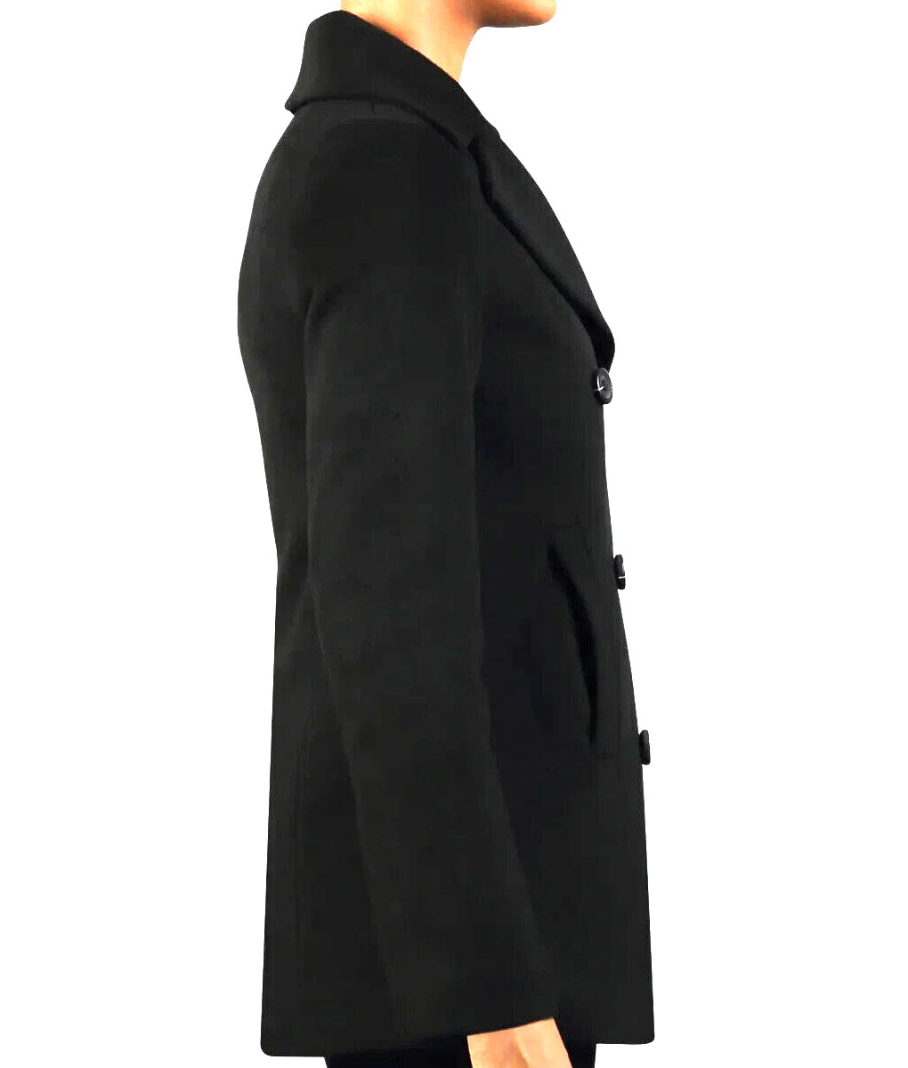 Lyndia Wool Blended Black Pea Coat | TLC