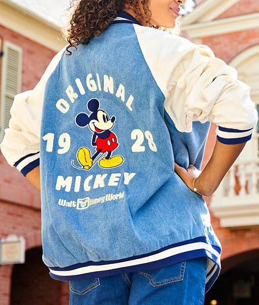 Mickey Mouse Blue Denim Varsity Jacket | TLC
