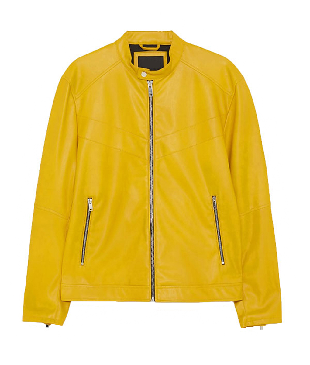Men's Classic Yellow Faux Leather Jacket | TLC
