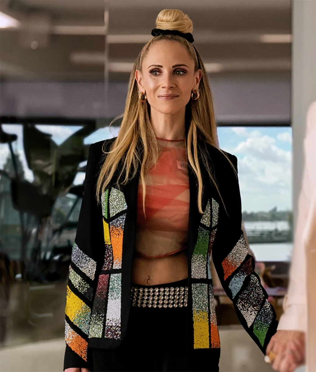 Keeley Jones Ted Lasso S03 (Juno Temple) Beaded Crepe Black Blazer