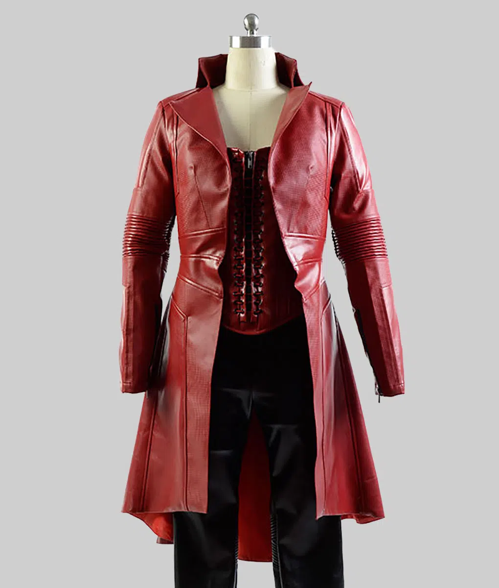 Scarlet Witch Elizabeth Olsen Leather Coat | TLC UK