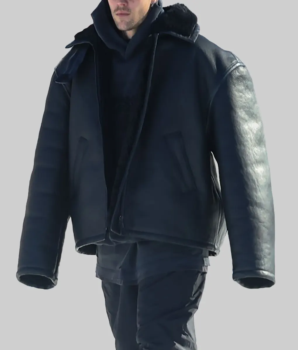 Justin Bieber Oversized Black Fur Leather Jacket | The Leather City