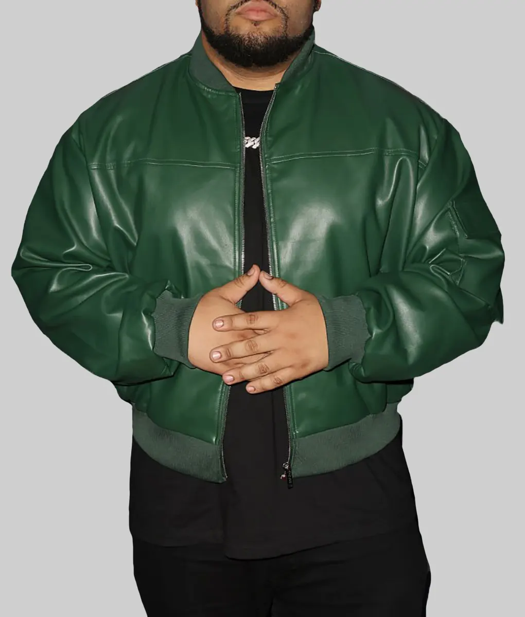 O'Shea Jackson Jr Green Leather Bomber Jacket - TLC UK