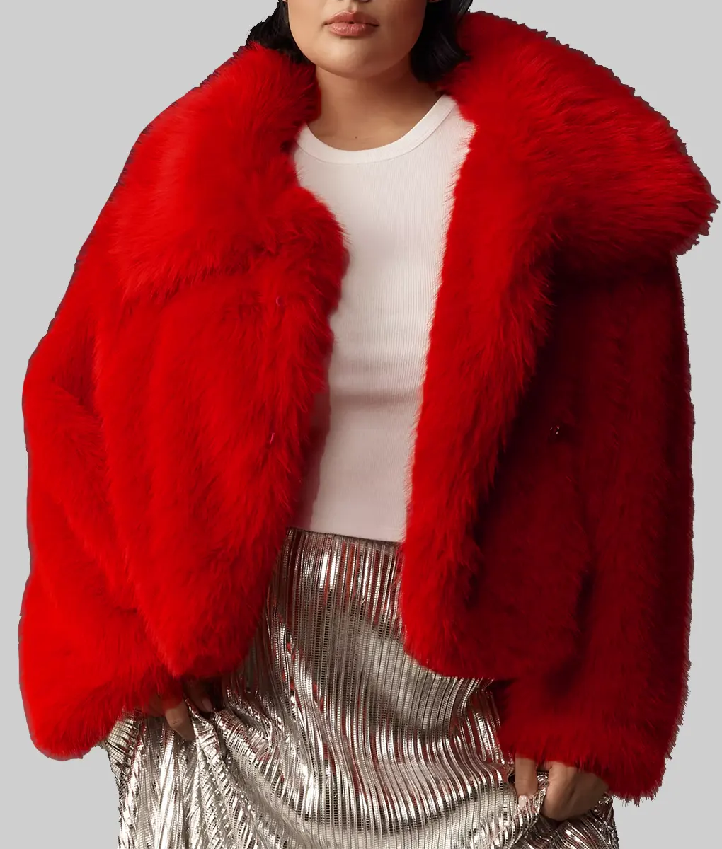 Rita Ora Red Fur Jacket | TLC UK