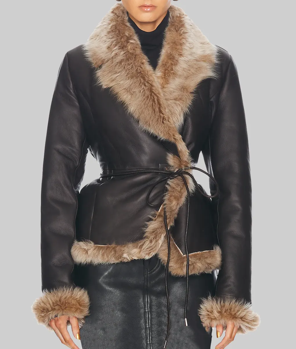 Sydney Sweeney Dark Brown Fur Jacket | TLC UK