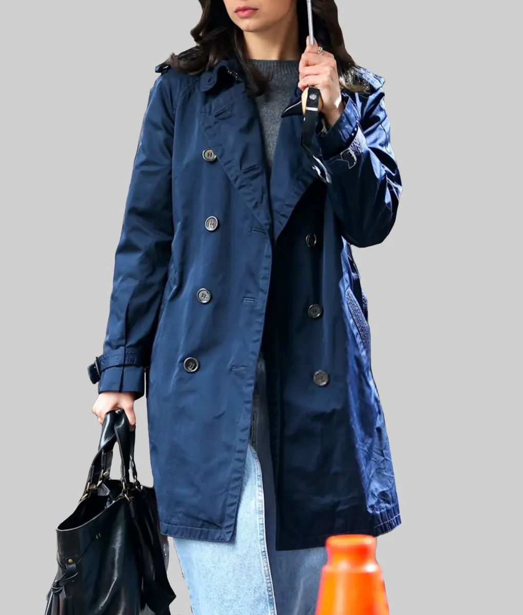 The Life List Sofia Carson (Alex) Blue Trench Coat | The Leather City