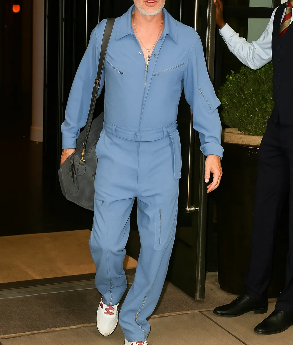 Brad Pitt Cotton Blue Jumpsuit | TLC UK