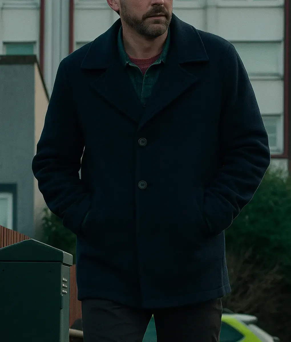 Dept. Q Matthew Goode (Carl Morck) Navy Blue Pea Coat | TLC UK