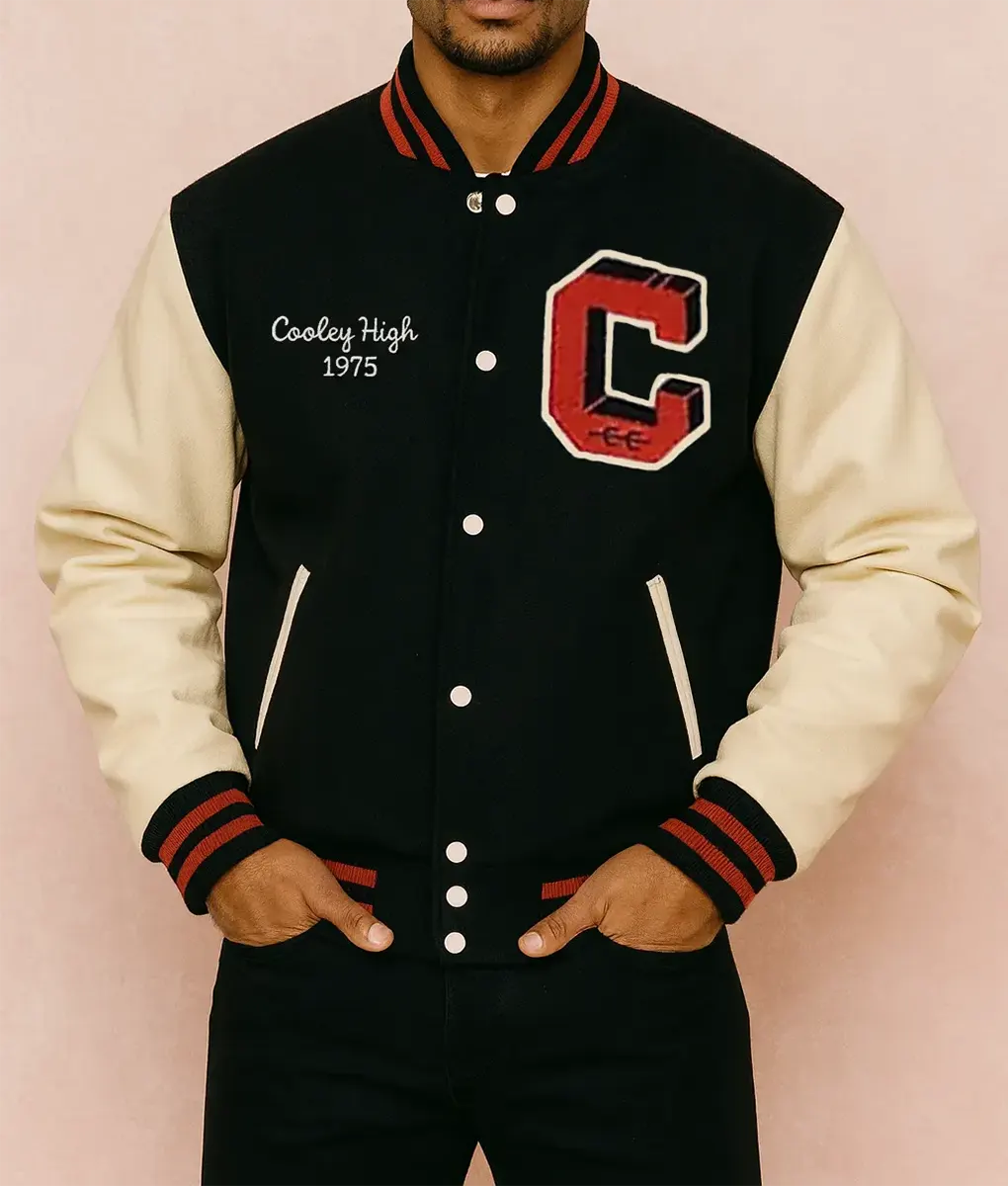 Cooley High Black And Off White Letterman Jacket | TLC UK