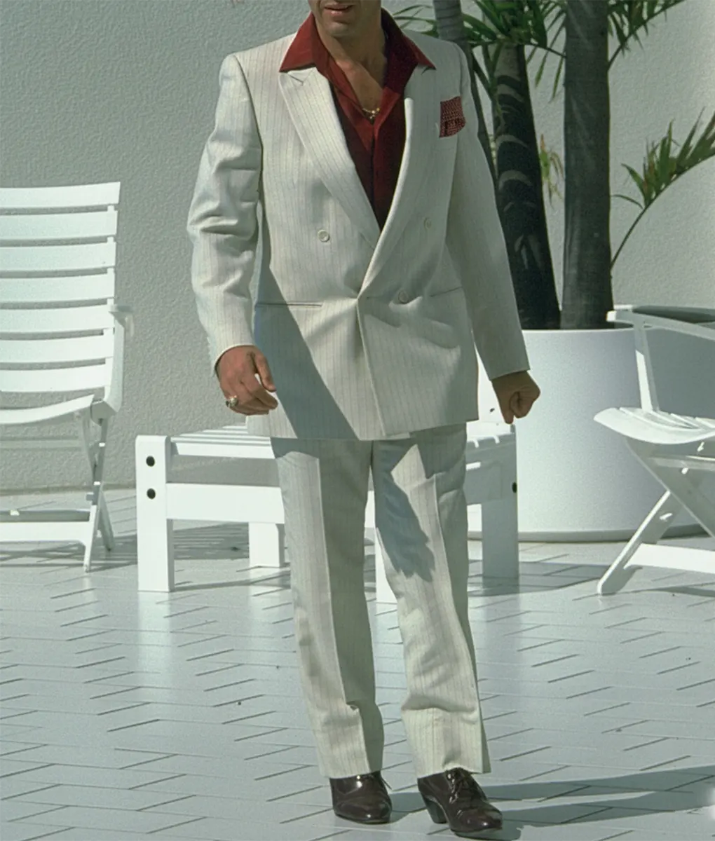 Scarface Al Pacino (Tony Montana) White Striped Suit | TLC