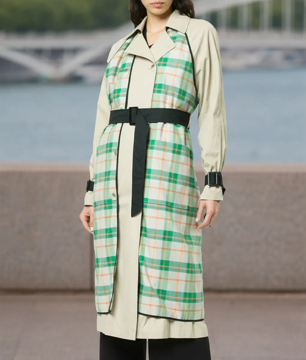 Emily In Paris S05 Lily Collins (Emily Cooper) Plaid Trench Coat | TLC